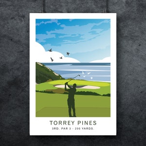 Torrey Pines South Course Golf Club Poster Art Print 3rd Hole Travel ...