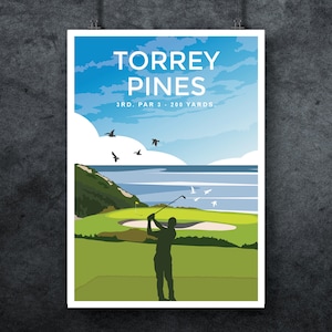 Torrey Pines South Course Golf Club Poster Art Print 3rd Hole Travel ...