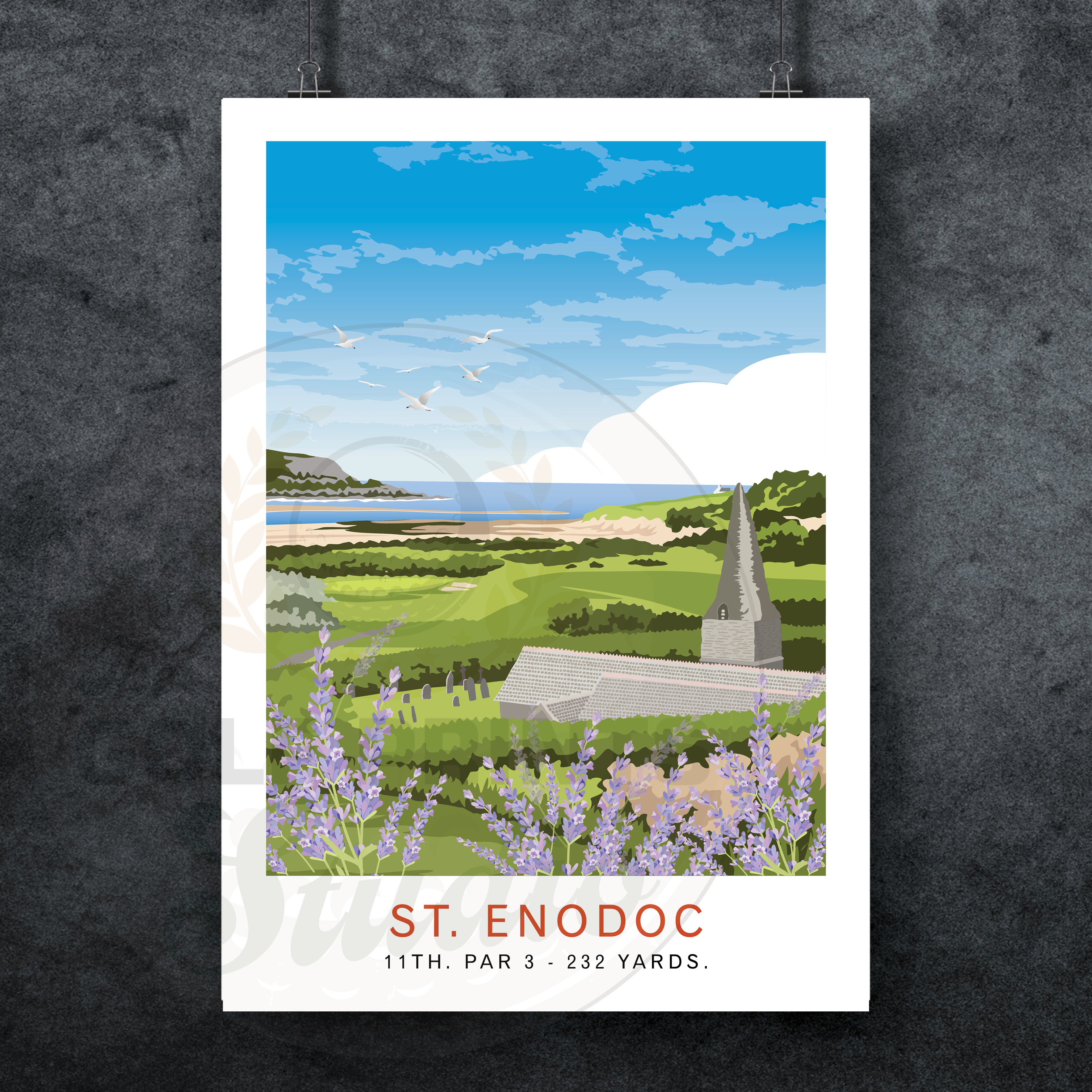 St Enodoc Golf Club Poster Cornwall Art Print Camel Estuary - Etsy