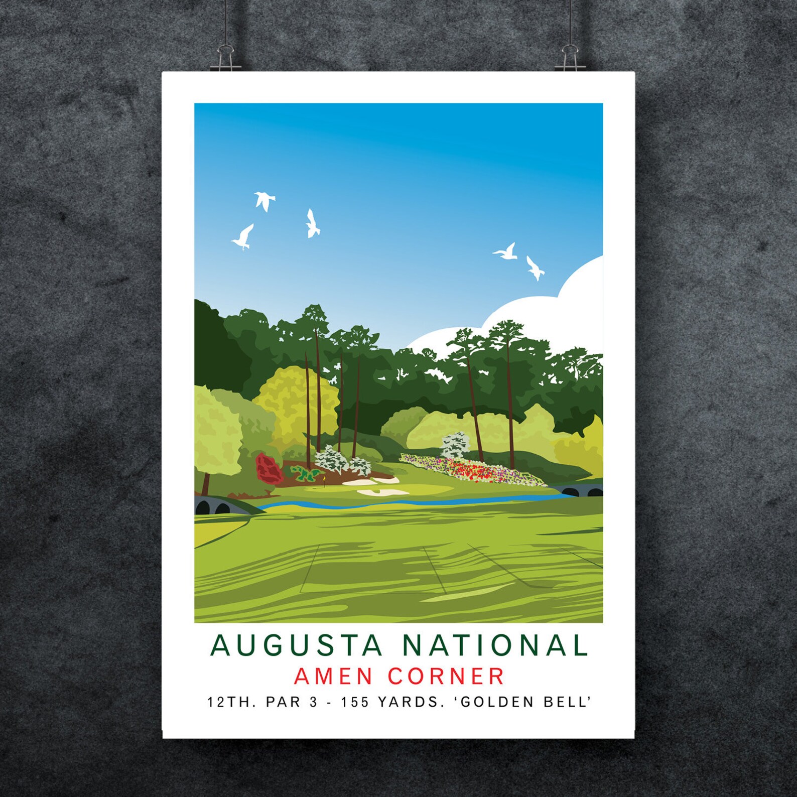 Augusta National AMEN CORNER Golf Prints Hole 11 Hole 12 & | Etsy UK