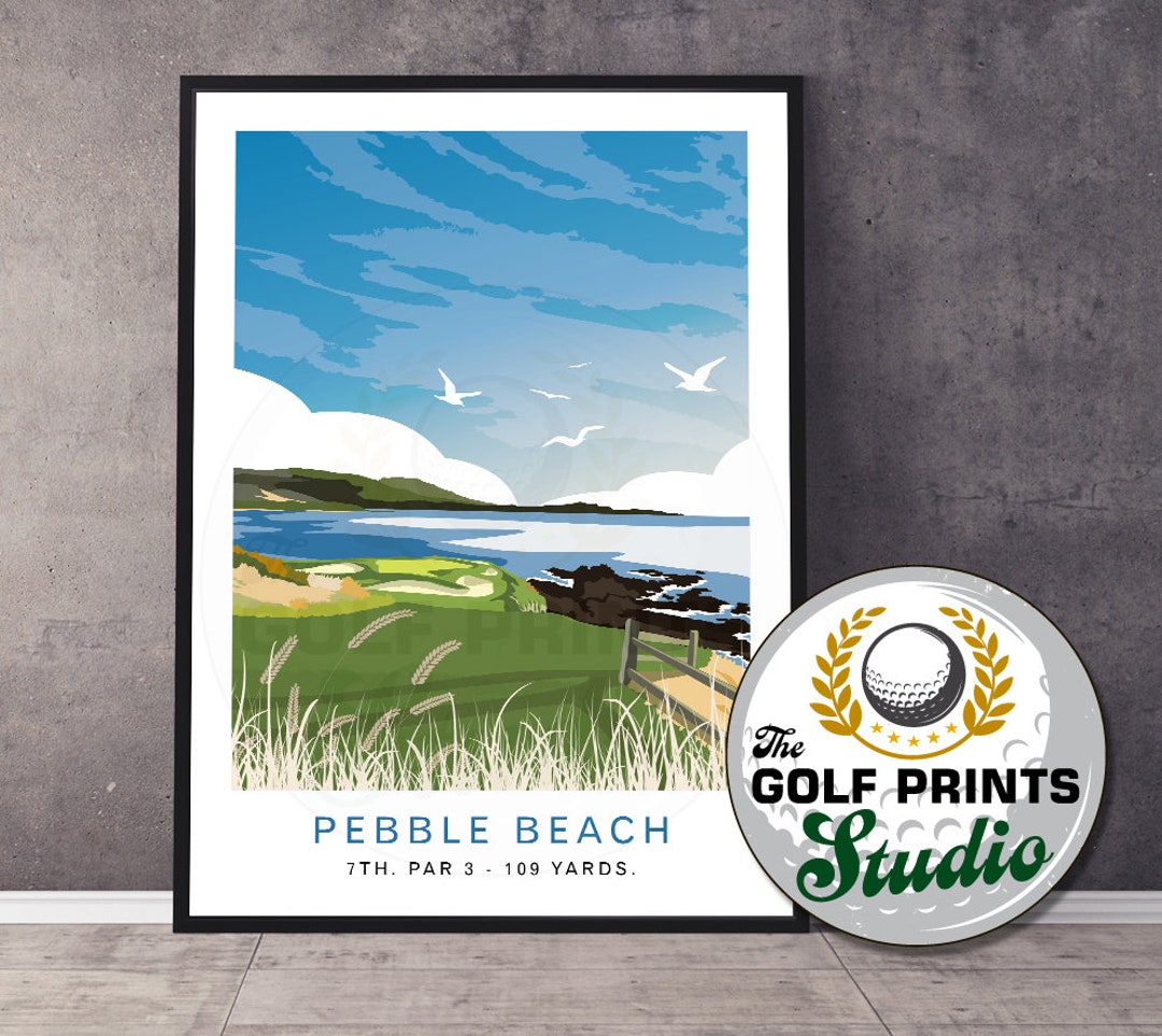 Pebble Beach 7th Hole Golf Club Print US Open Golf America California ...