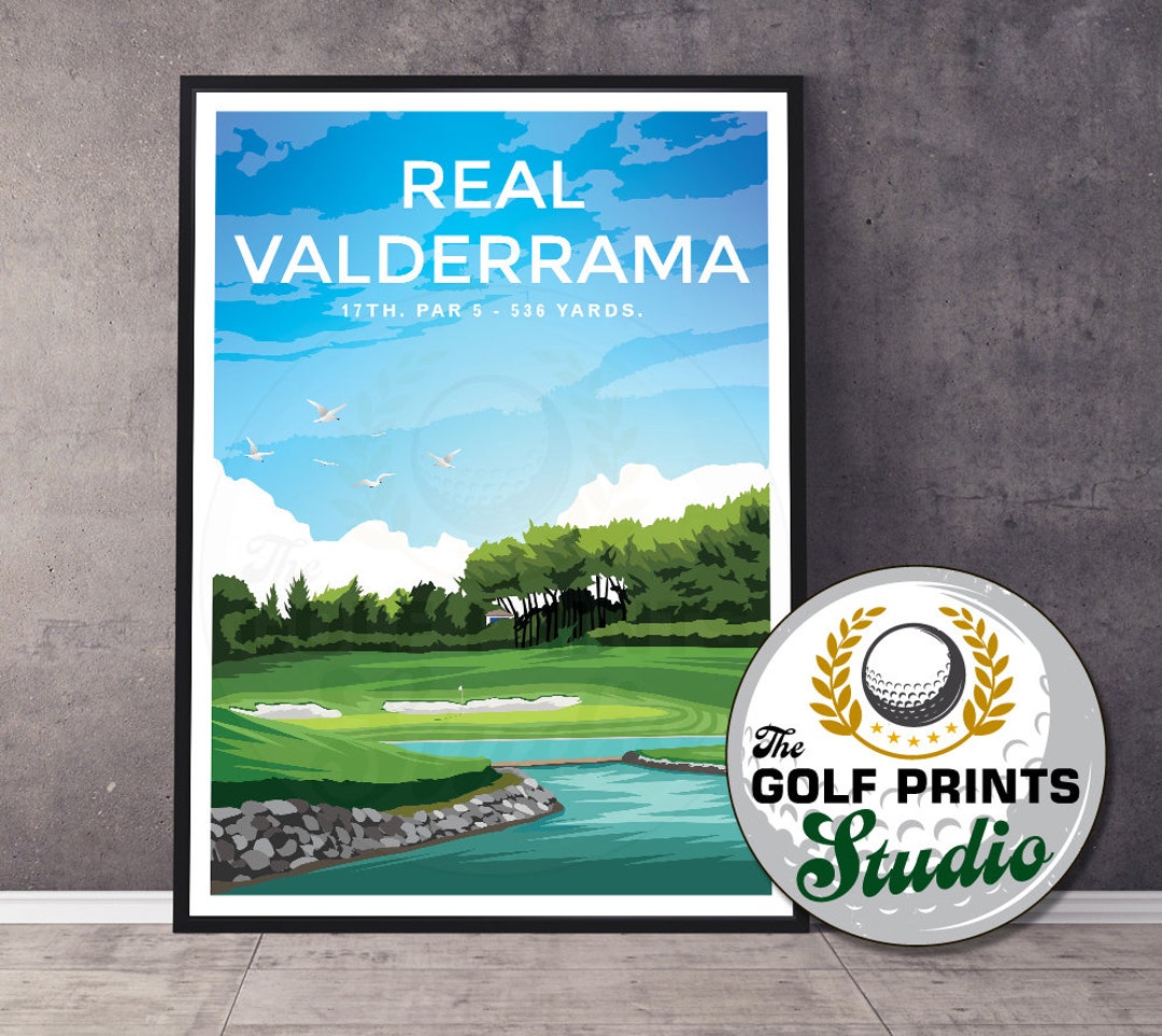 Real Valderrama Course Golf Club Spain 17th Hole Travel Poster Spanish ...