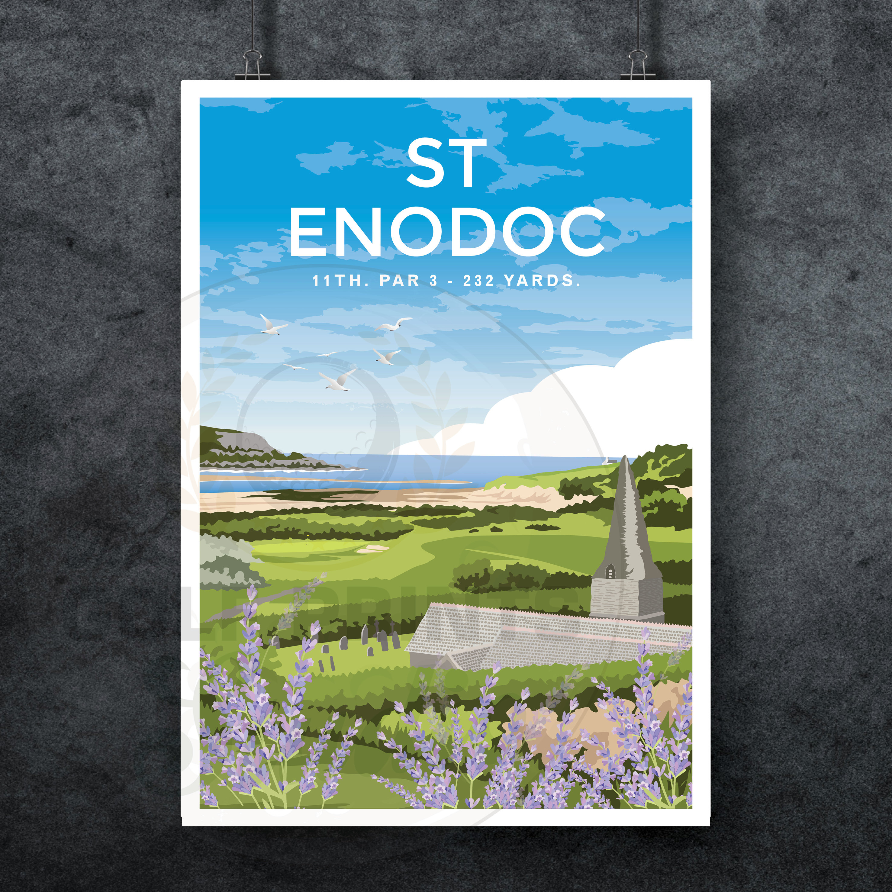 St Enodoc Golf Club Poster Cornwall Art Print Camel Estuary - Etsy UK