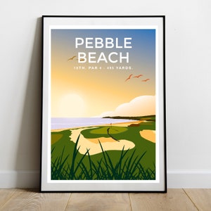Pebble Beach Golf Club 10th Hole Travel Poster Print Gift for Golfer ...