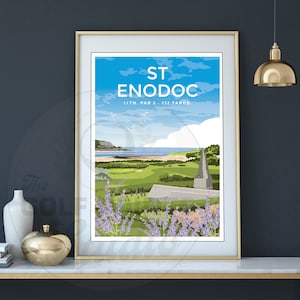 St Enodoc Golf Club Poster Cornwall Art Print Camel Estuary Padstow ...