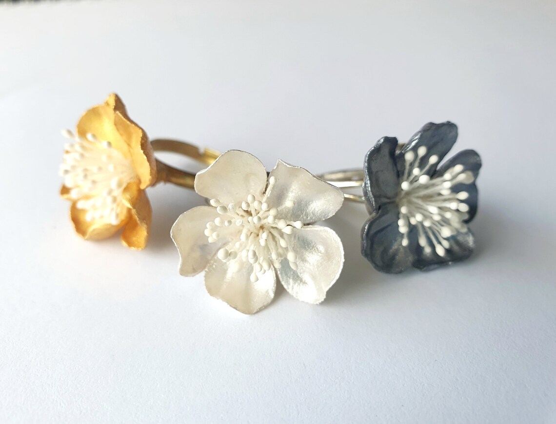 Silver Flower Ring Sakura Ring Cherry Blossom Ring Plants Ring - Etsy