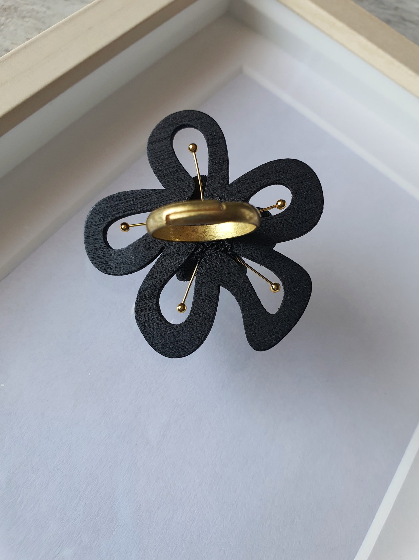 Black Flower Statement Ring Cocktail Flower Ring Lilac Ring - Etsy