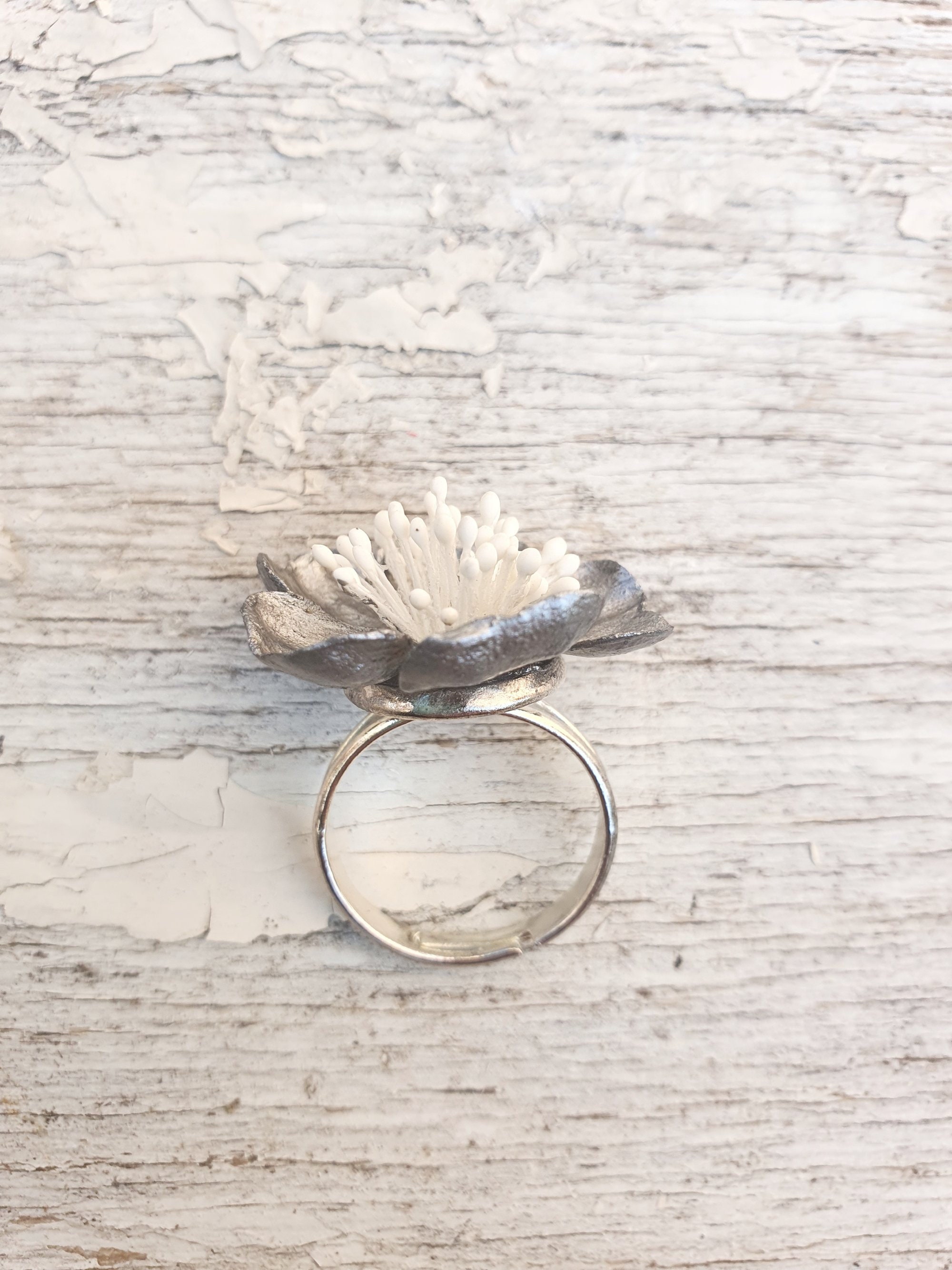 Silver Flower Ring Sakura Ring Cherry Blossom Ring Plants Ring - Etsy
