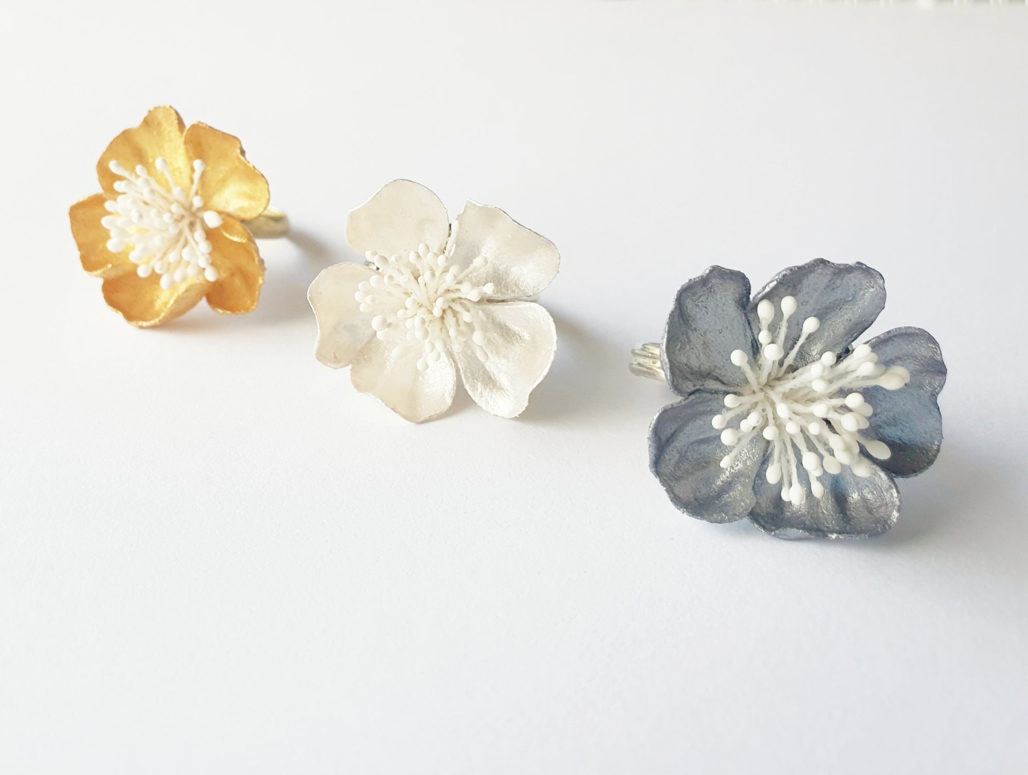 Silver Flower Ring Sakura Ring Cherry Blossom Ring Plants Ring - Etsy