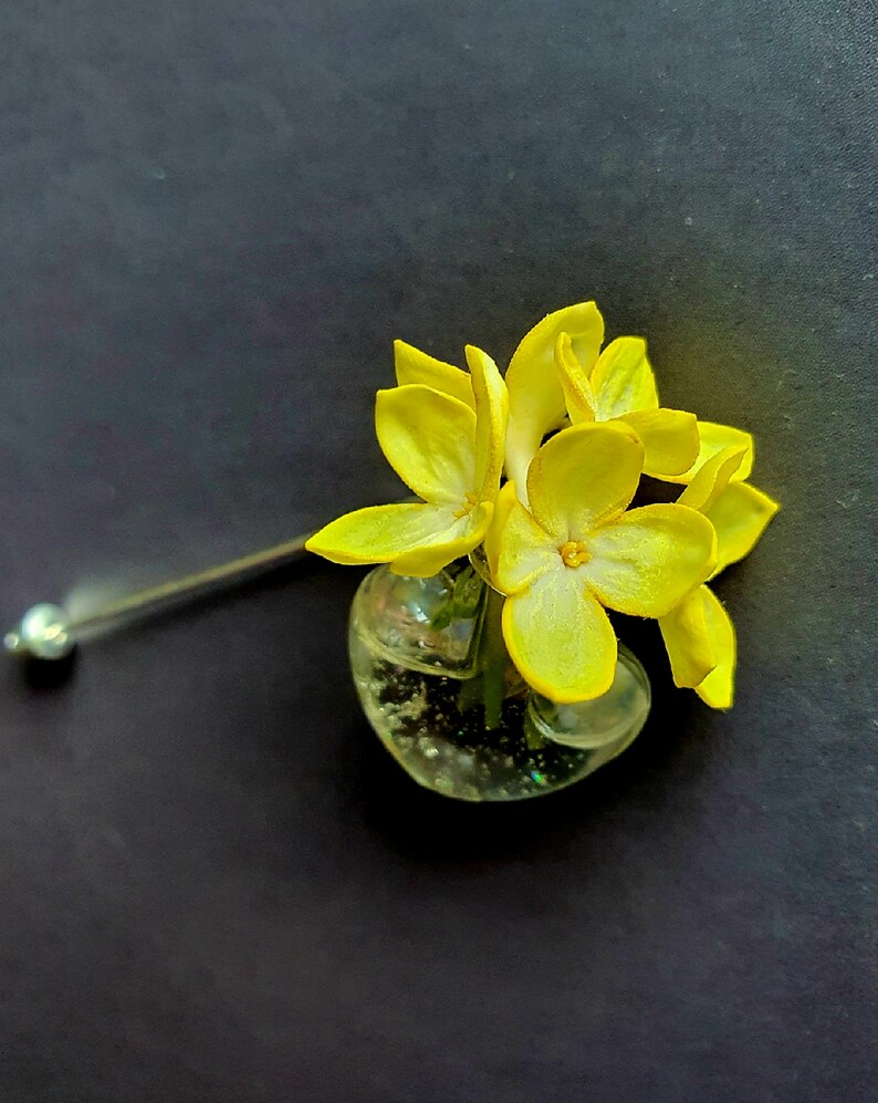 Handmade Yellow Syringa Flowers Brooch Pin Lilac Flowers Brooch Flower ...