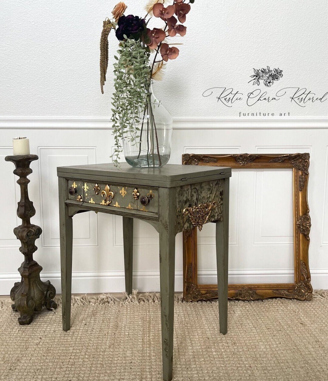 Writing Table/ Entry Table/ Accent/ Occasional/ Desk/ Hand Painted - Etsy
