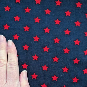Blue Jersey Fabric, Red Star Pattern, Dark Blue Stars Jersey, Red Star ...