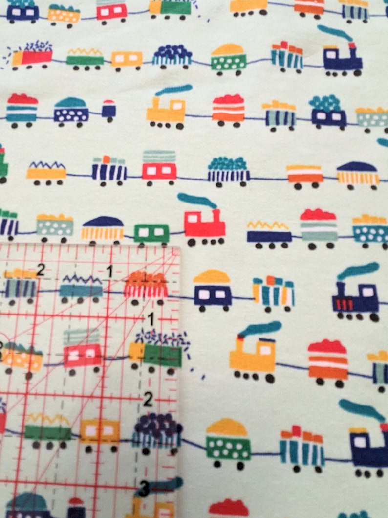 Train Fabric, Toy Train Stretch Fabric, Rainbow Train Kids Knit - Etsy
