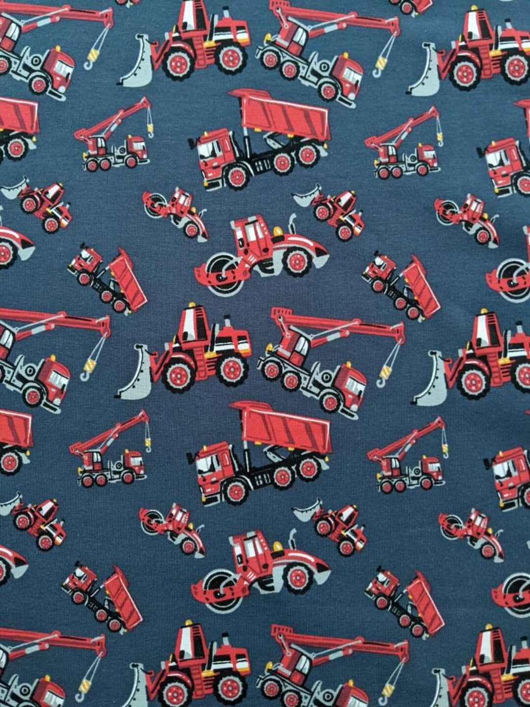 Digger Jersey Fabric, 88cm Remnant Red Digger Cotton Jersey - Etsy