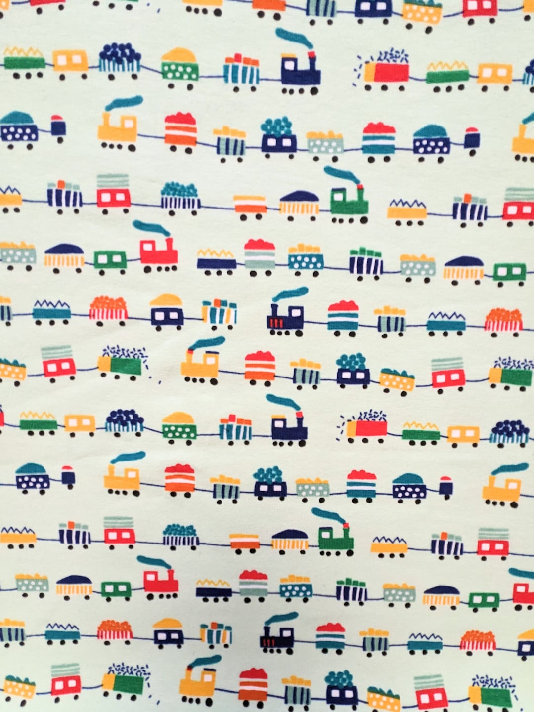 Train Fabric, Toy Train Stretch Fabric, Rainbow Train Kids Knit - Etsy