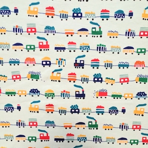 Train Fabric, Toy Train Stretch Fabric, Rainbow Train Kids Knit - Etsy