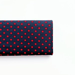 Blue Jersey Fabric, Red Star Pattern, Dark Blue Stars Jersey, Red Star ...