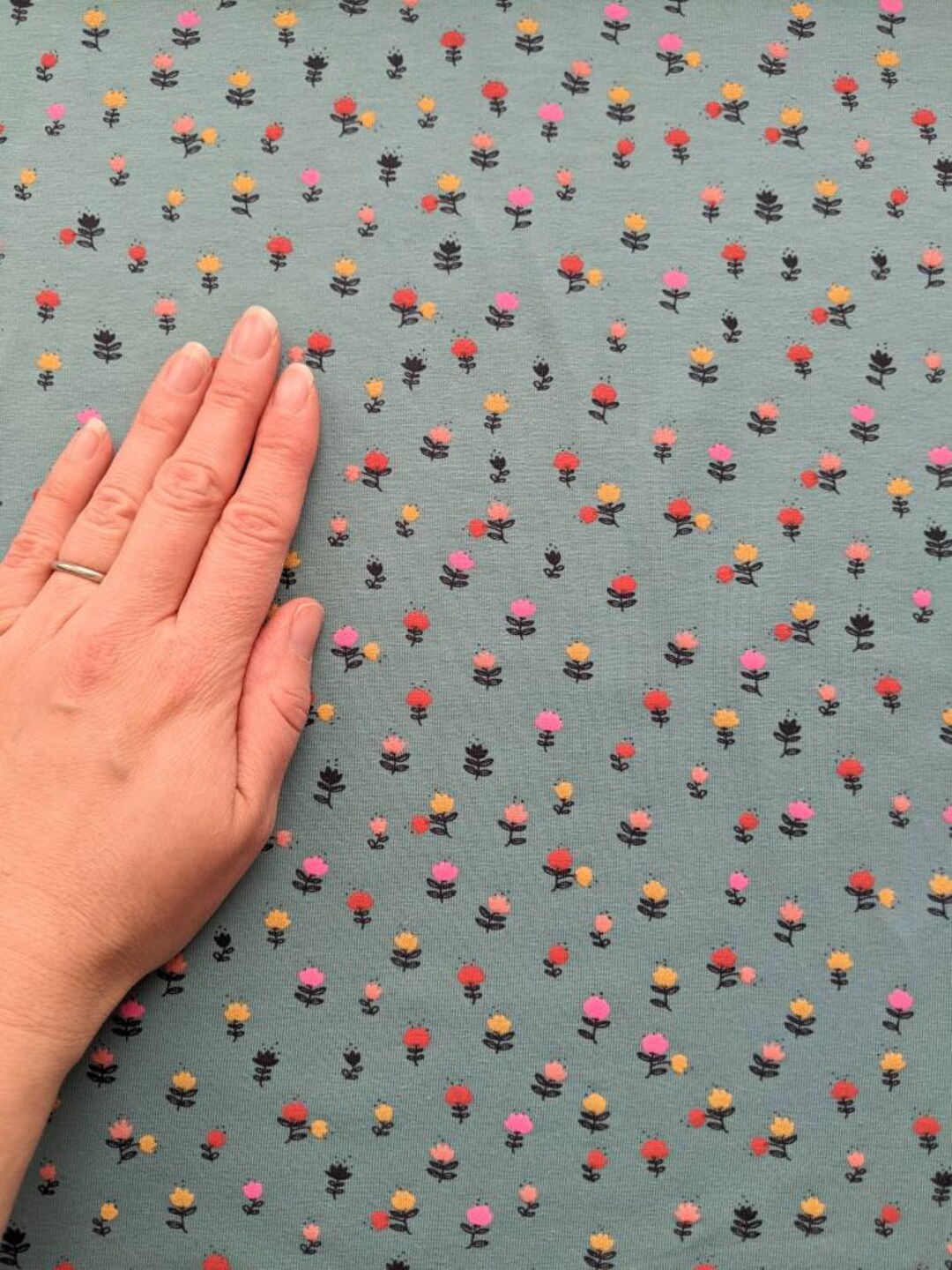 Tiny Flower Fabric, Blue Flower Jersey Fabric, Stretch Knit - Etsy