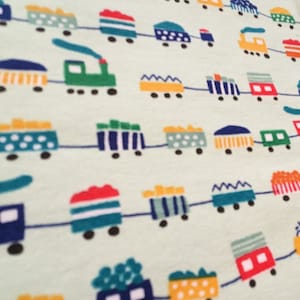 Train Fabric, Toy Train Stretch Fabric, Rainbow Train Kids Knit - Etsy
