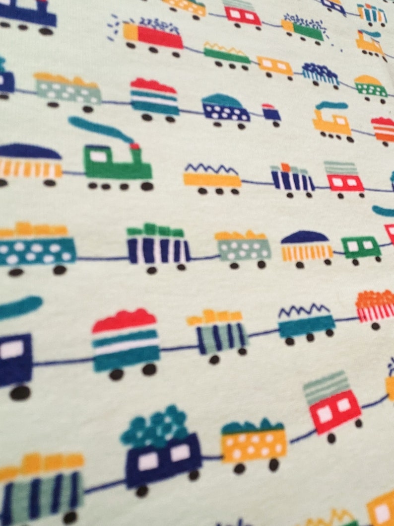 Train Fabric, Toy Train Stretch Fabric, Rainbow Train Kids Knit - Etsy
