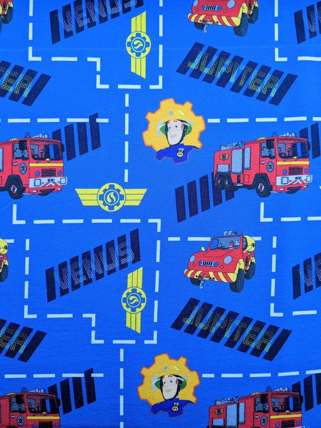 Fireman Sam Fabric Jersey, Firefighter Stretch Cotton Jersey - Etsy