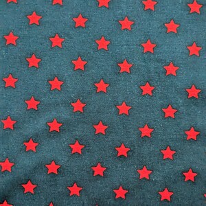 Blue Jersey Fabric, Red Star Pattern, Dark Blue Stars Jersey, Red Star ...