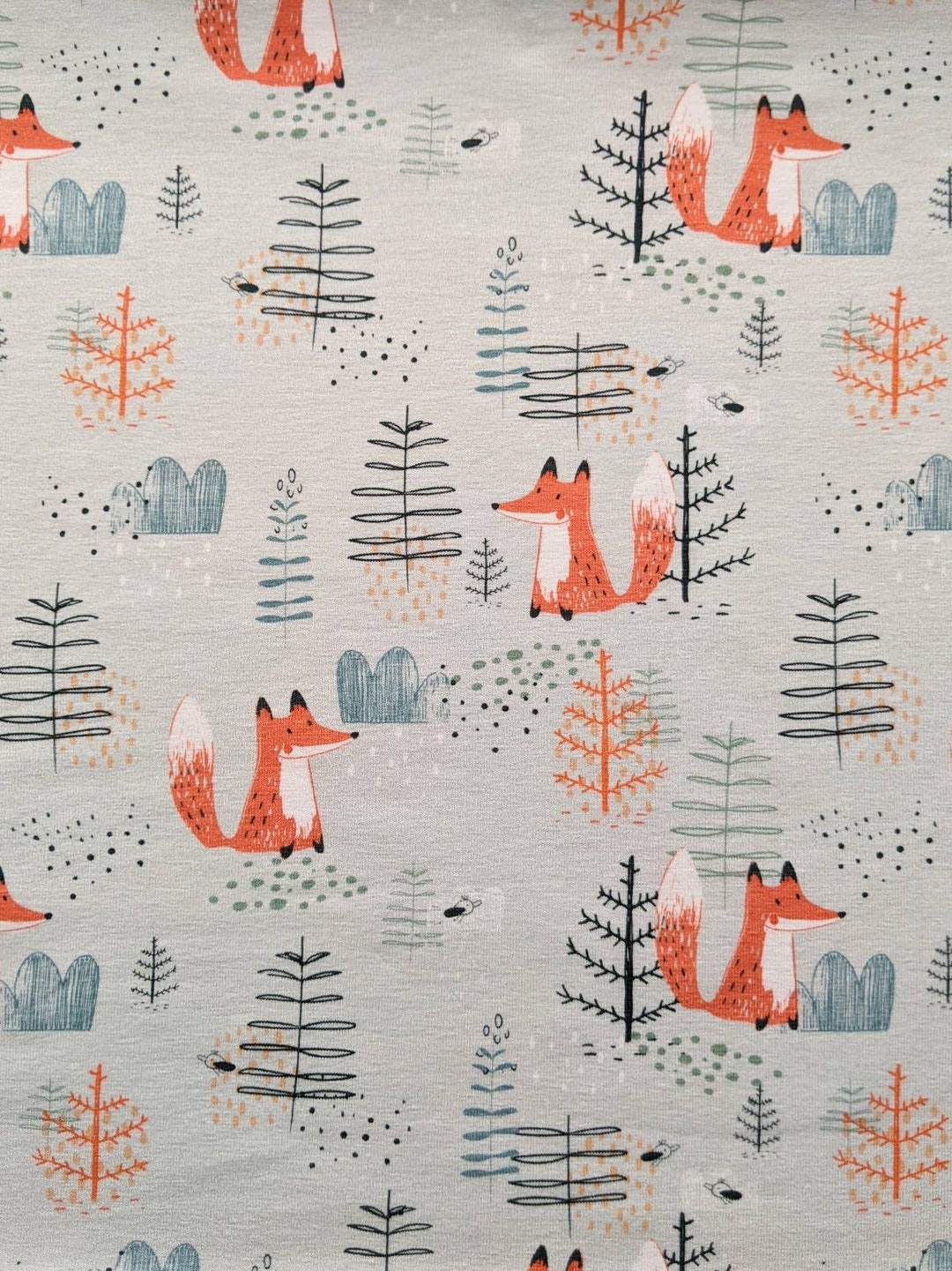 Foxes Jersey Fabric, Forest Fox Fabric - Etsy