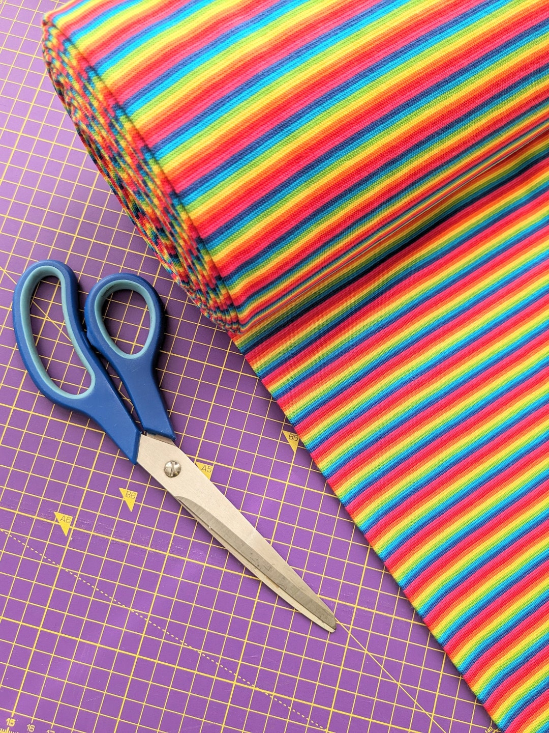 Rainbow Cuff Fabric, Multicolour Stripe Ribbing Fabric, Rainbow Neck ...