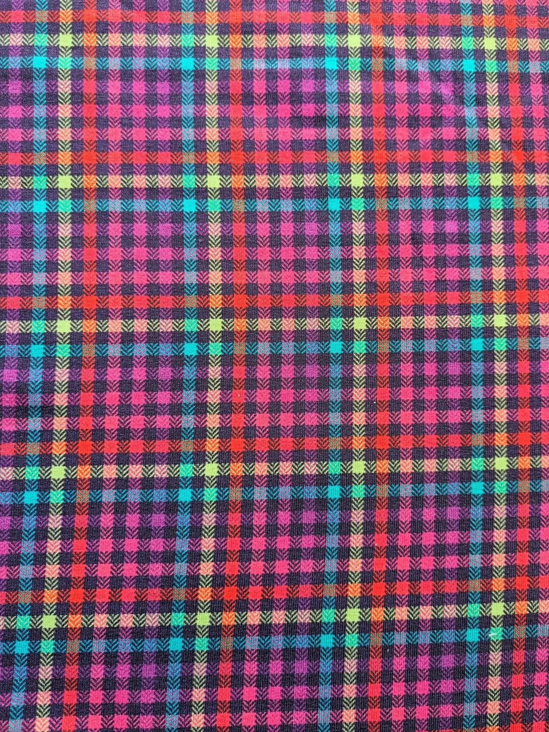 Pink Check French Terry, Purple Check Fabric, Magenta Pink Tartan Loop ...