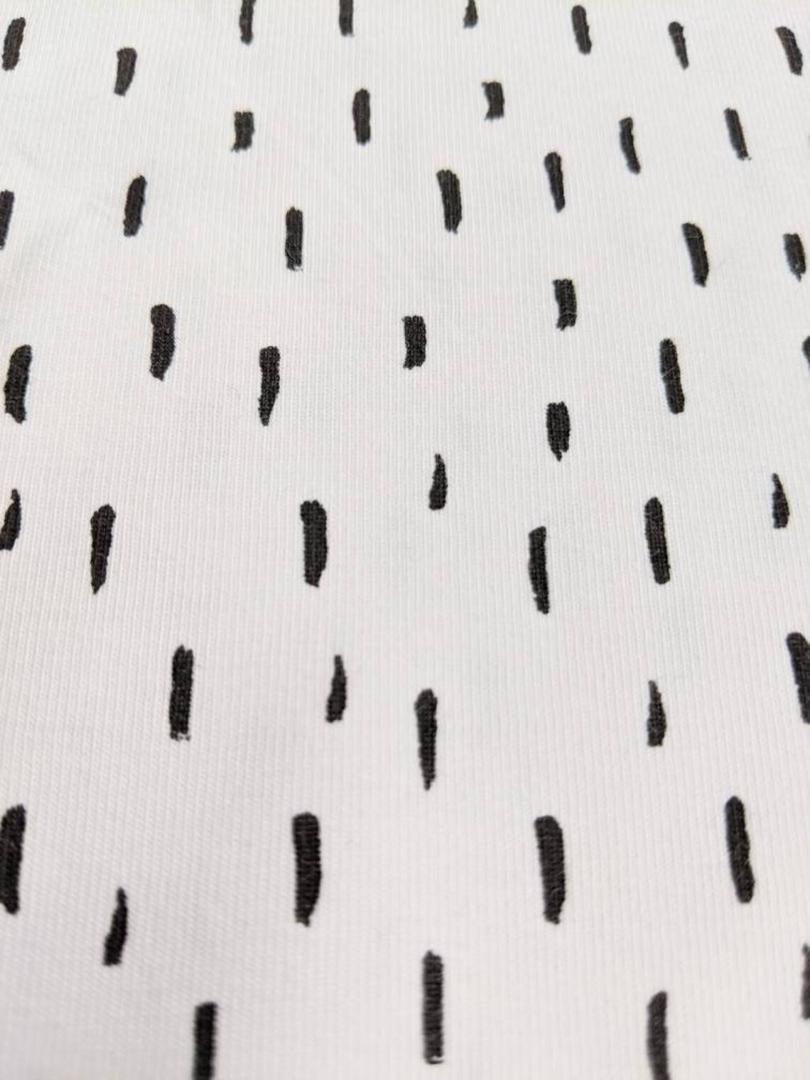 White Jersey Fabric Black Dash pattern | Etsy