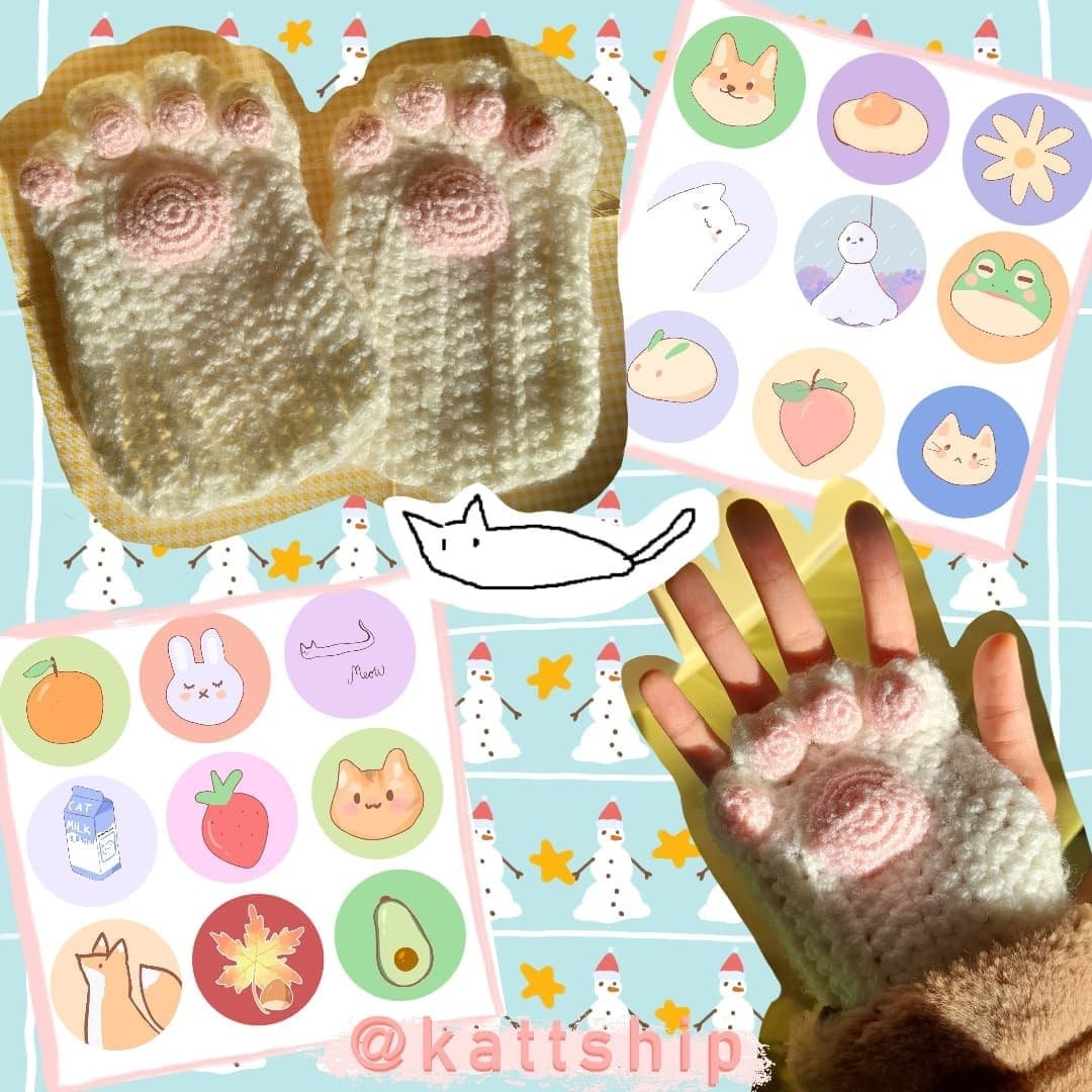 Cat Paw Glove Pattern Crochet Pattern Mittens Gloves Pattern - Etsy UK