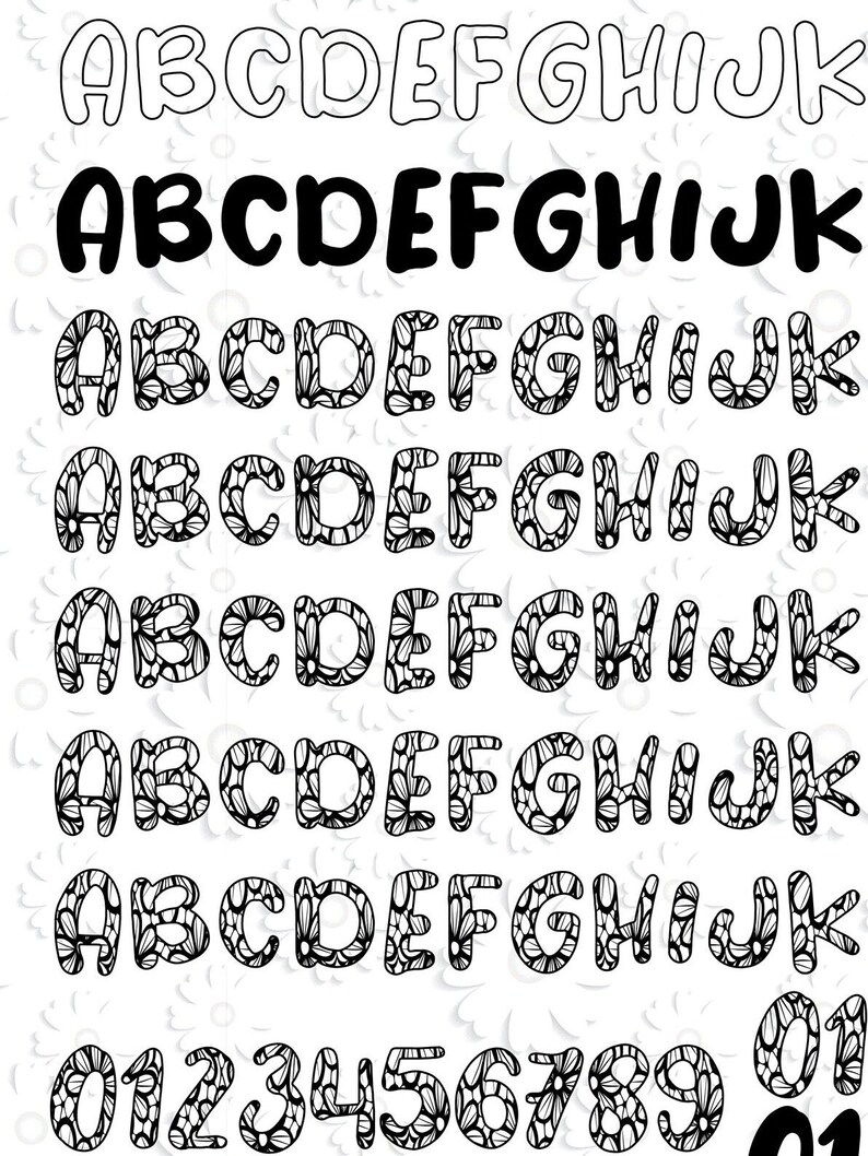 Doodle Font SVG Layered Alphabet and Numbers Outline Font - Etsy