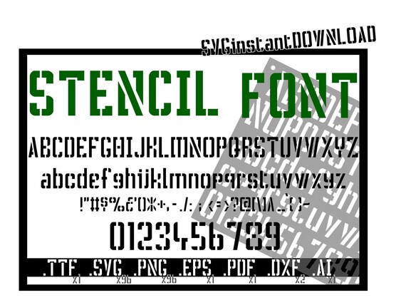 Stencil Font SVG 199 Files Bundle Army Font Cutting | Etsy