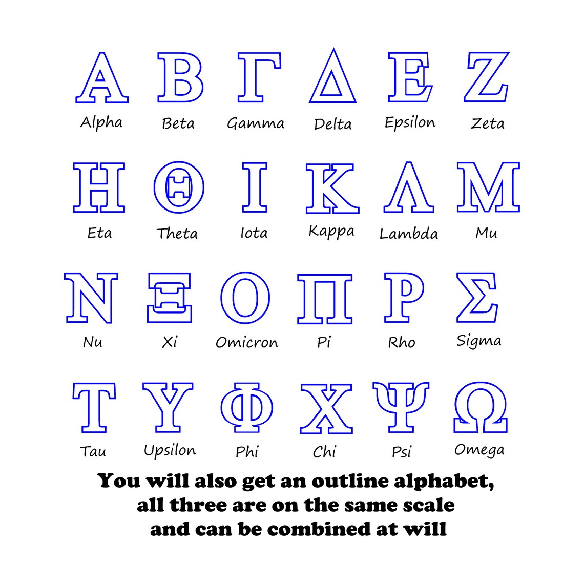 Layered Greek Symbolized Alphabet Greek Alphabet Font SVG - Etsy