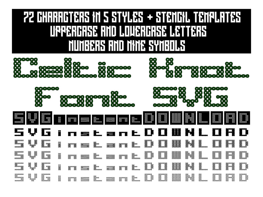 Celtic Knot Font, SVG Files for Cricut, Stencil Font Silhouette ...