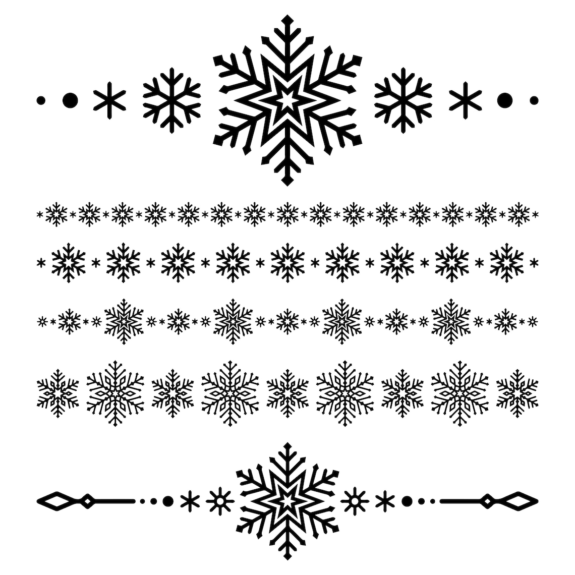 Snowflake Border Svg Christmas Card Decorative Elements - Etsy