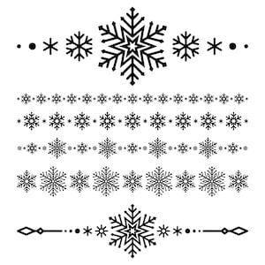Snowflake Border Svg, Christmas Card Decorative Elements Bundle Svg ...