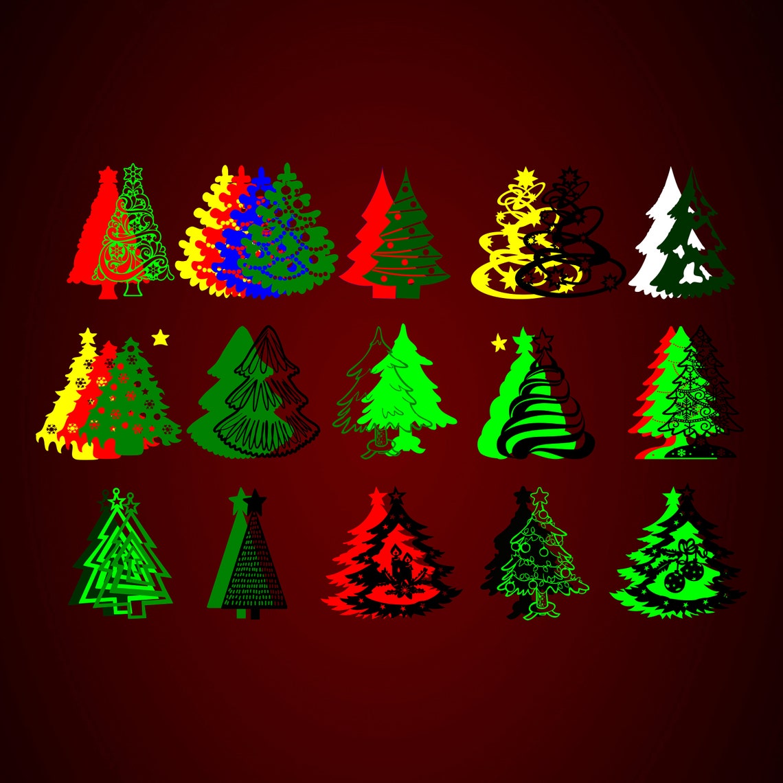 Layered Christmas Tree SVG Bundle 3D Christmas Pine Trees - Etsy