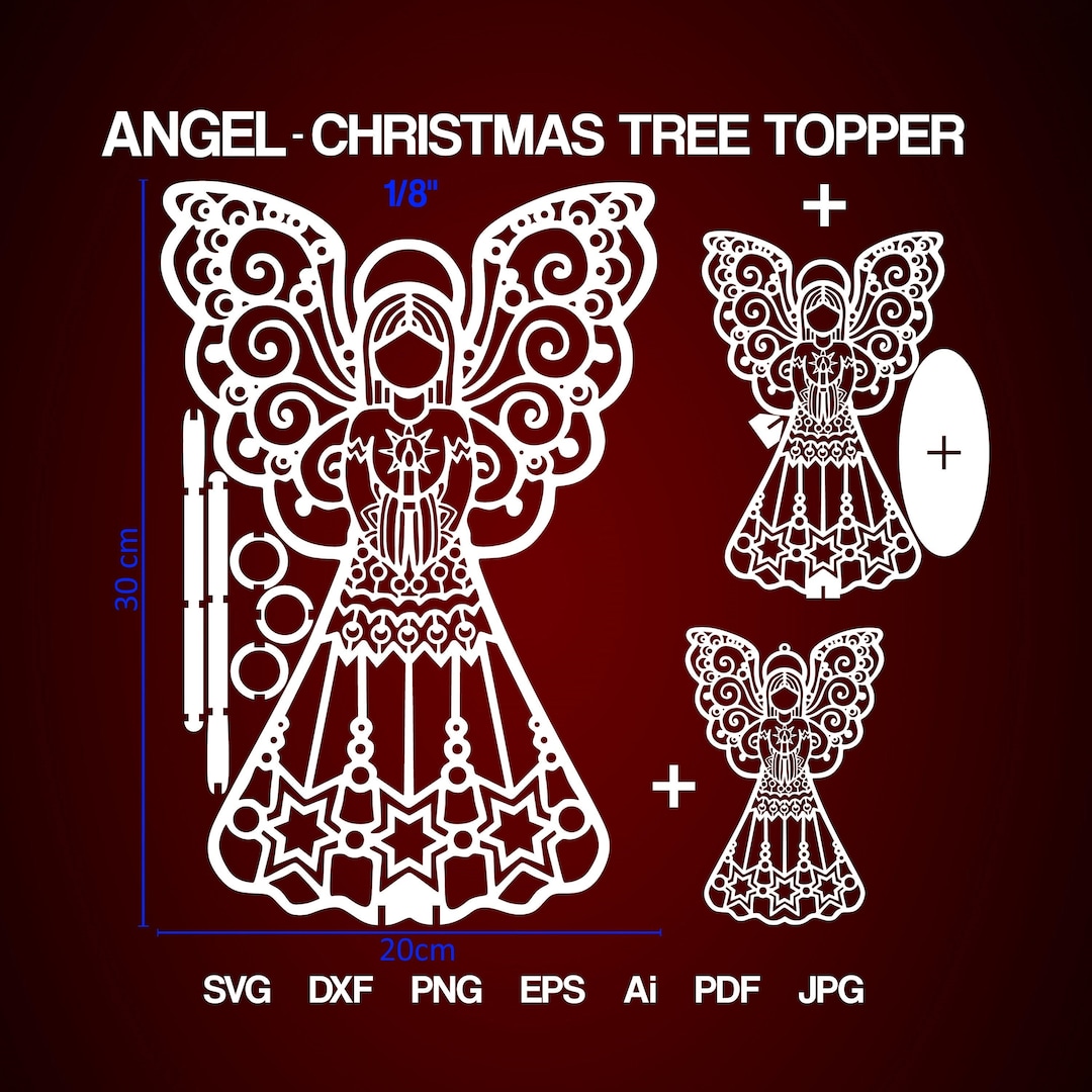 Angel Christmas Tree Topper SVG Cut Files. Vector Cnc DXF Files for ...
