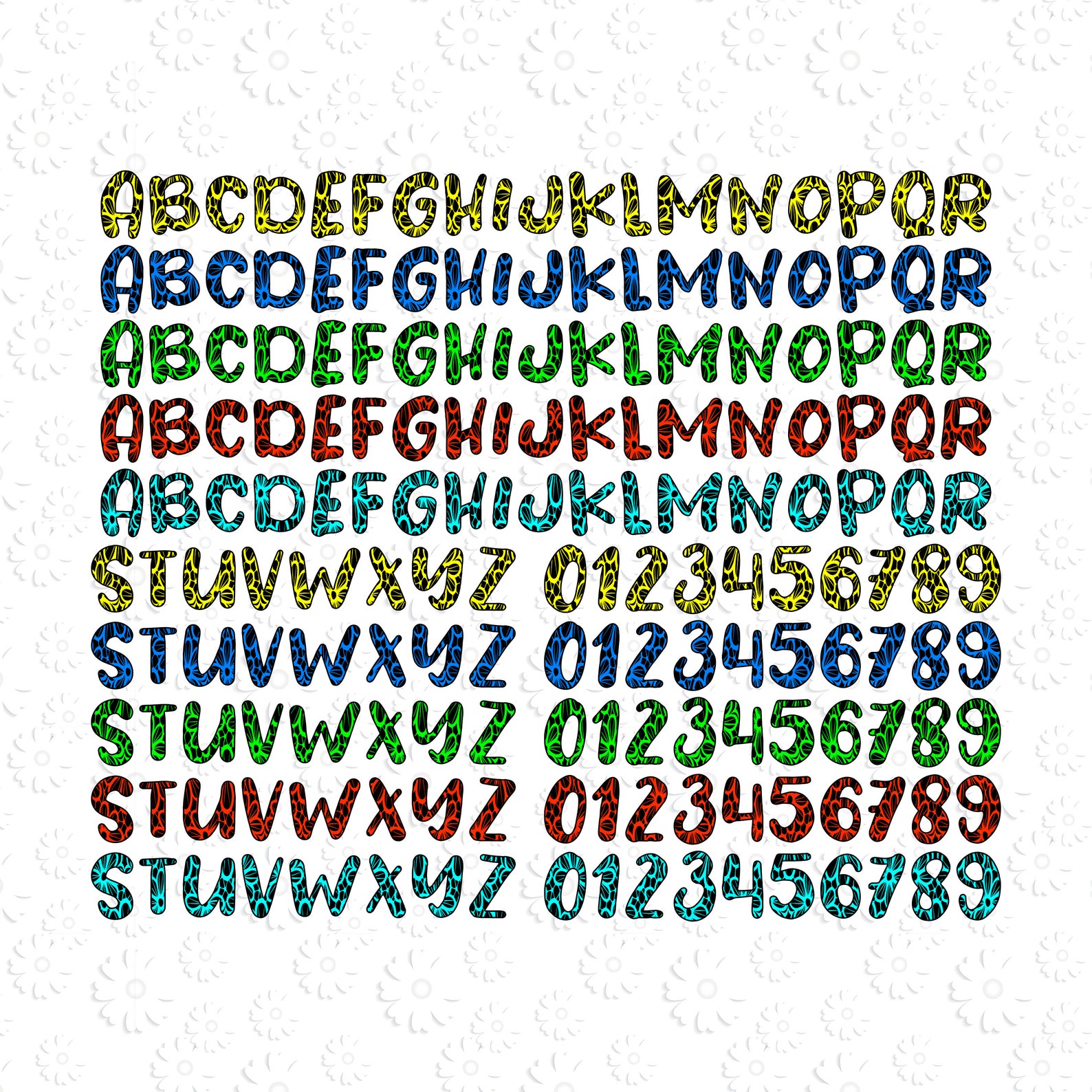 Doodle Font SVG Layered Alphabet and Numbers Outline Font - Etsy