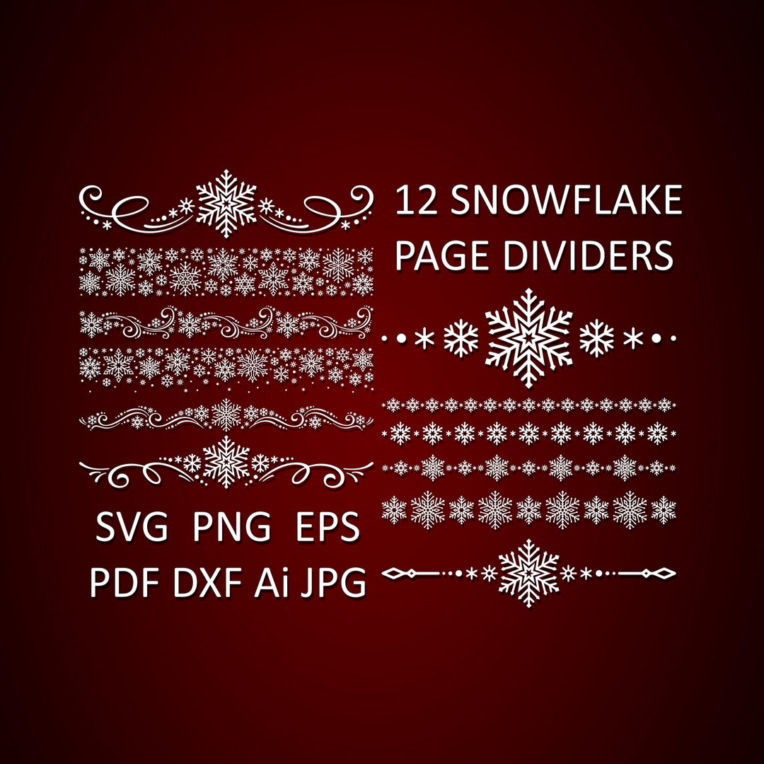 Snowflake Border Svg, Christmas Card Decorative Elements Bundle Svg ...