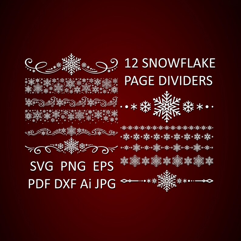 Snowflake Border Svg Christmas Card Decorative Elements - Etsy