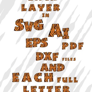 Tiger Skin Alphabet Svg Craft, Animal Patterned Letters Font Cut Files ...