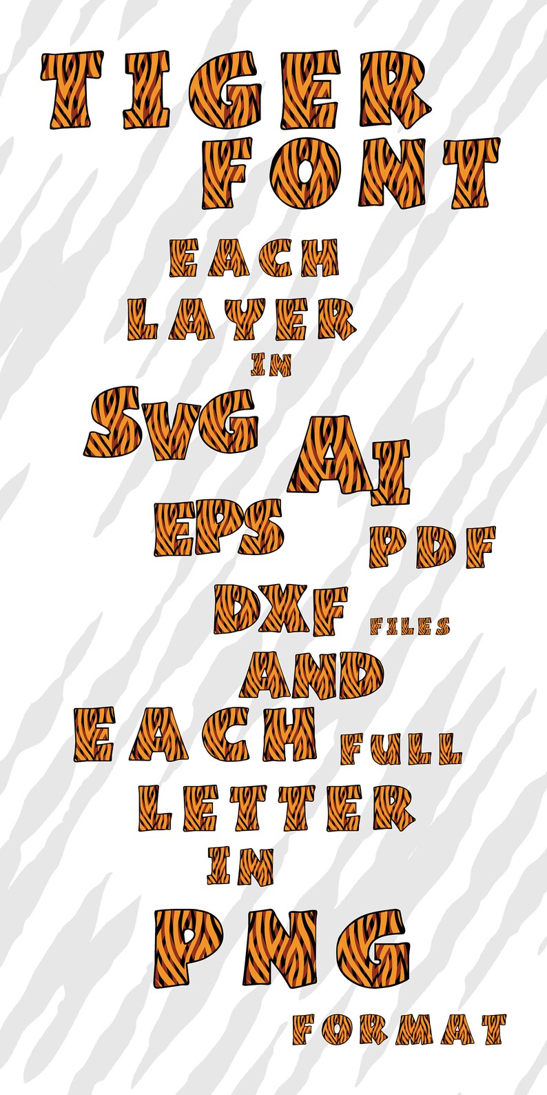 Tiger Skin Alphabet Svg Craft Animal Patterned Letters Font - Etsy