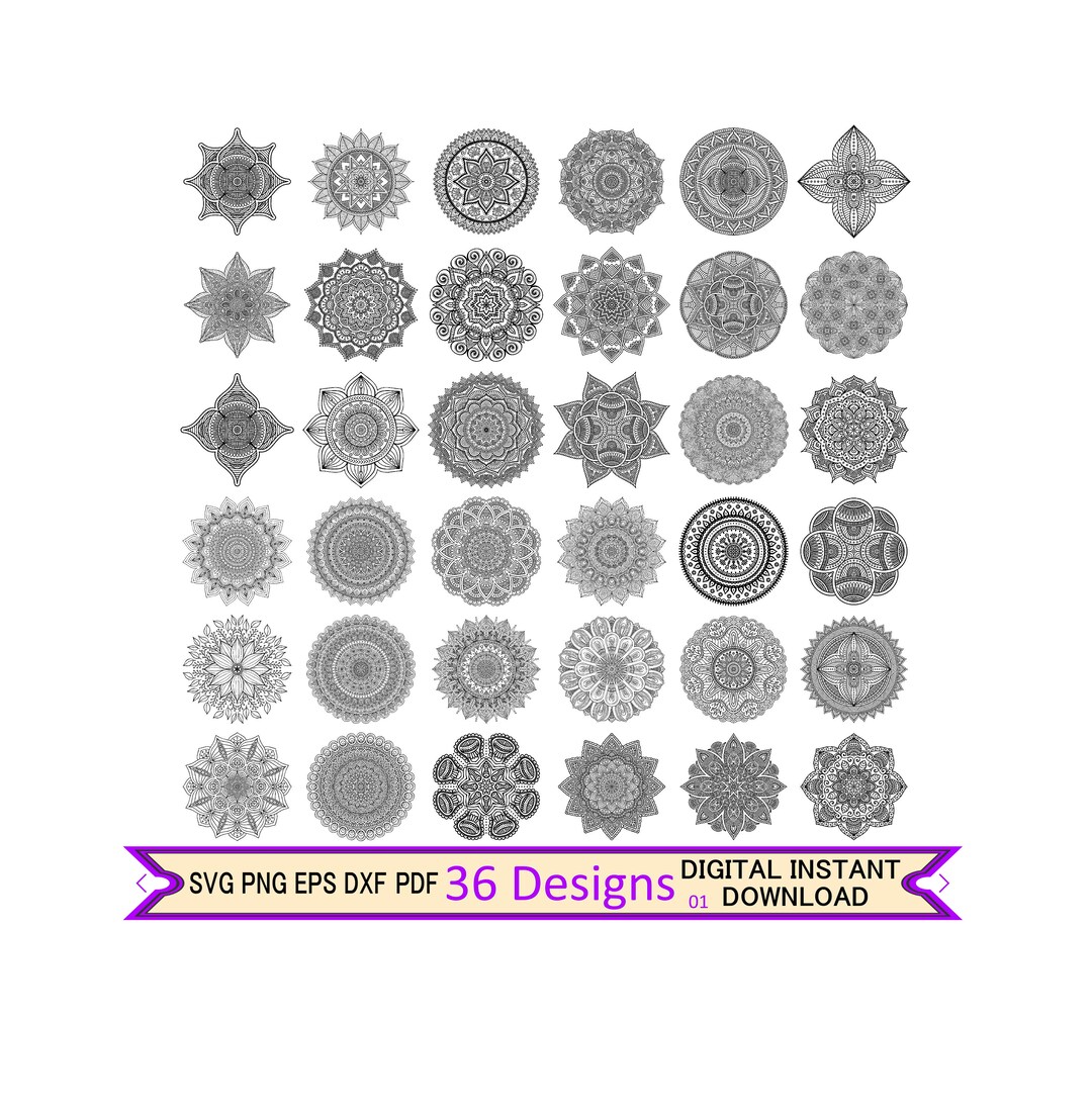 Mandala Pattern Svg, Split Monogram Svg Mandala Clipart, Zentangle Svg ...