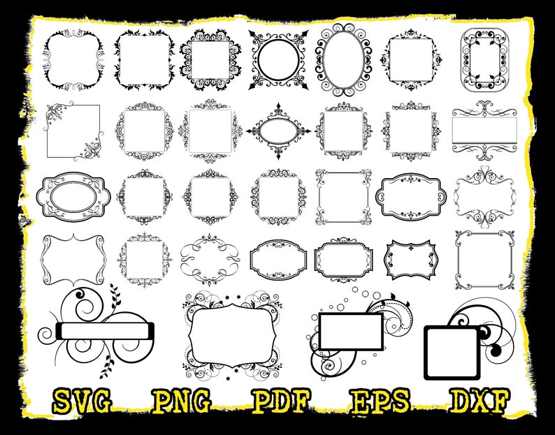 Decorative Fancy Frames SVG, Squared Border Frames Svg Bundle, Vintage ...