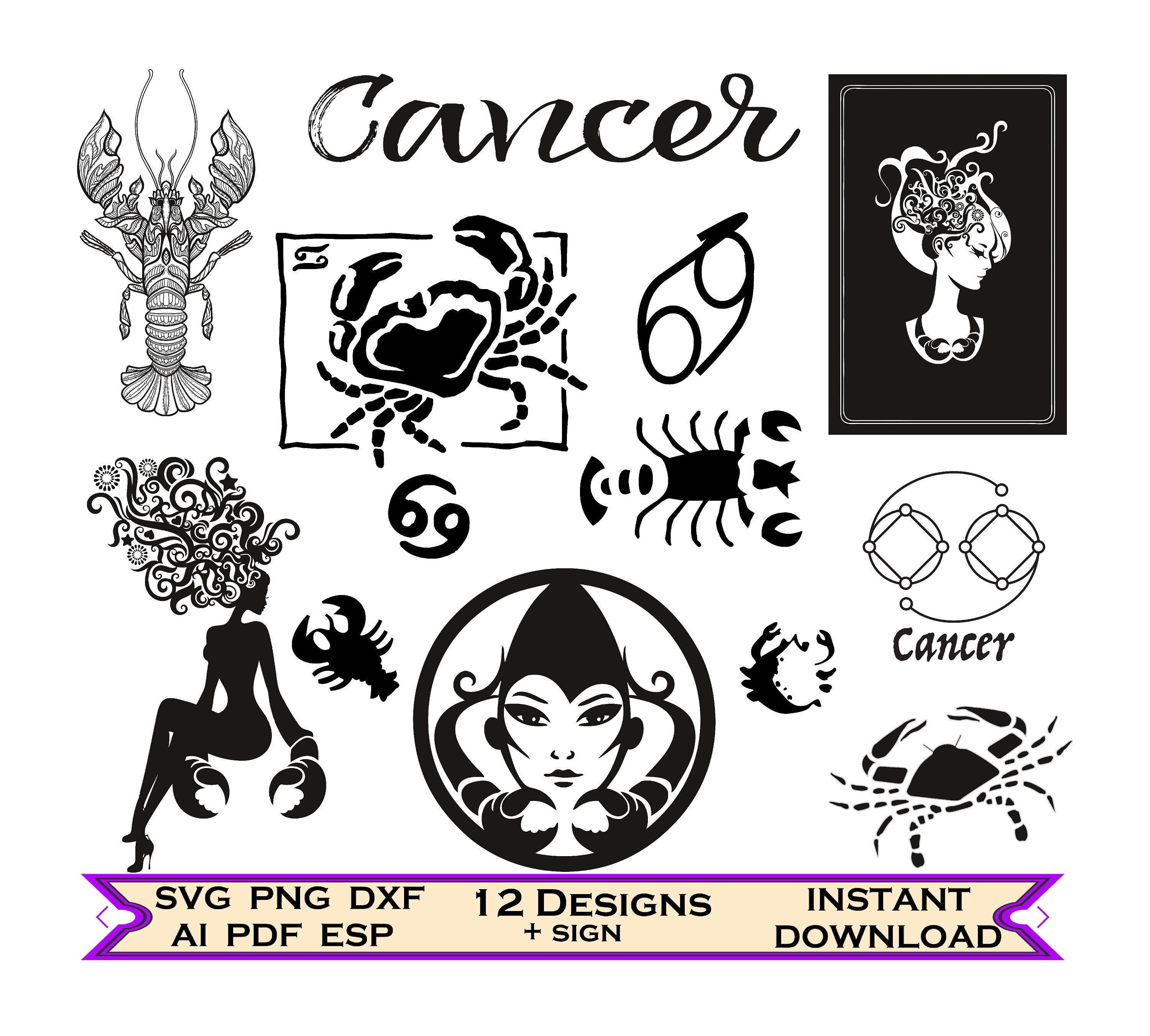 Craft Supplies & Tools eps Instant Download Cut Files Cancer SvG Cancer ...