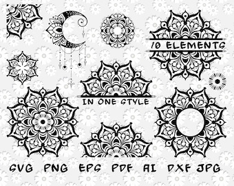 Half Mandala Vector Files SVG Half Mandalas DXF Vector Half - Etsy