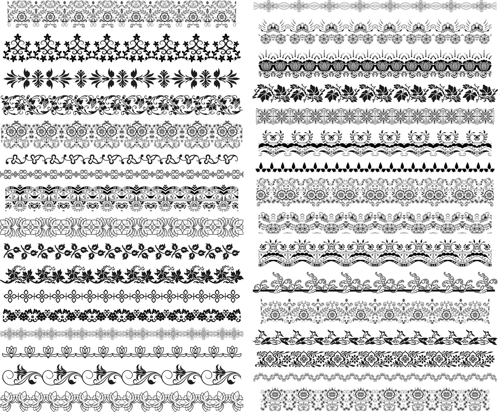 Flower Border Svg Decorative Elements Bundle Svg Silhouette - Etsy