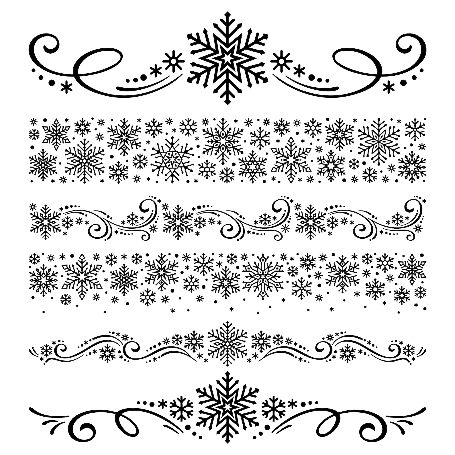 Snowflake Border Svg Christmas Card Decorative Elements - Etsy